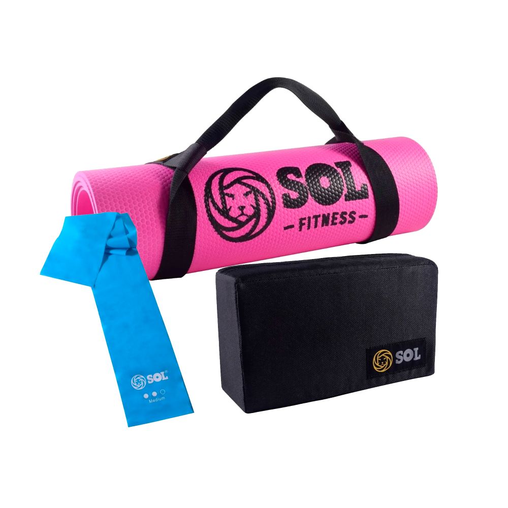 Set De Yoga Sport Maniac Mat 5mm + Ladrillo + Tiraband Larga