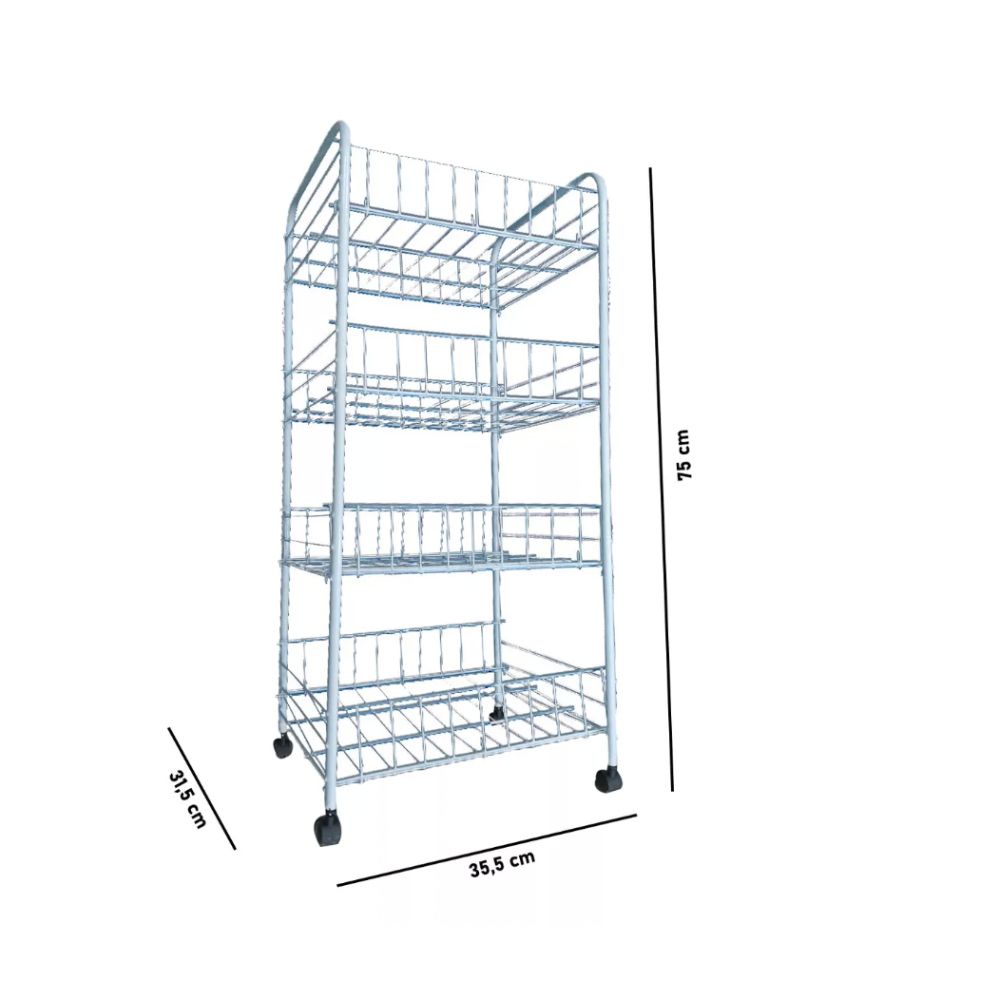 Carrito Rack Organizador Blanco 4 Niveles Con Rueditas Multiuso Verduras