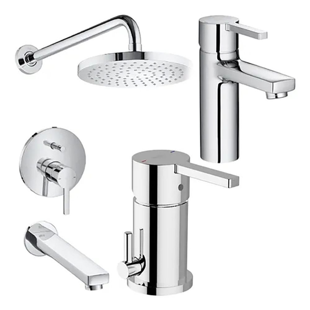 Combo griferia Roca Naia Lavatorio+Ducha Emb C/T+Bidet tr