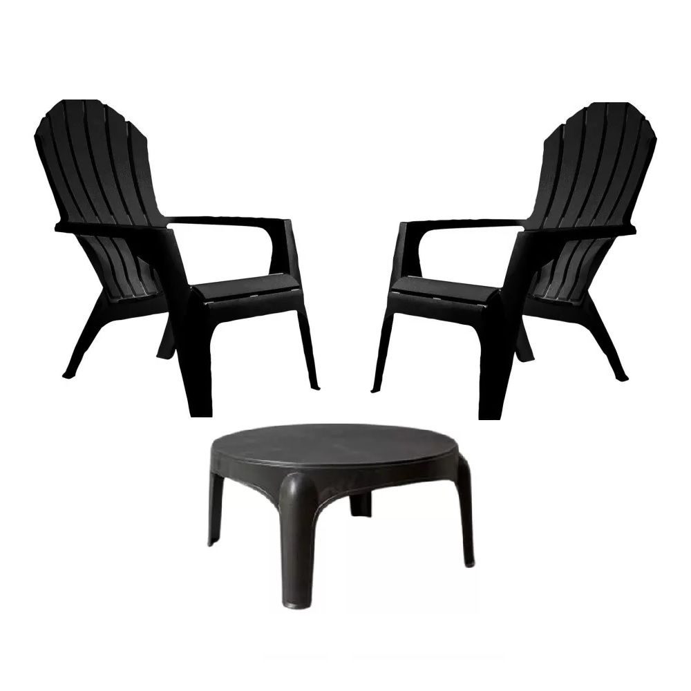 Juego de jardín 2 Sillones Miami y Mesa Skarpo de plástico negro marca ...