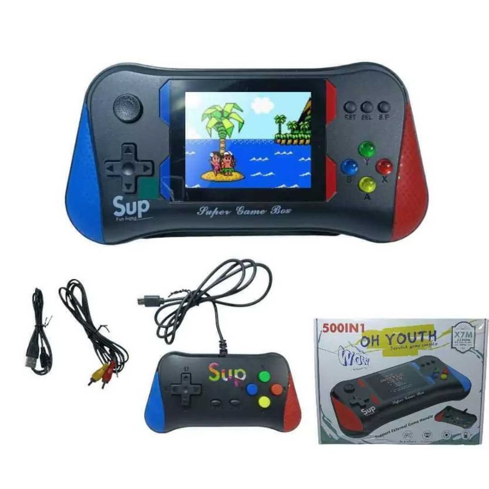 Consola Portatil Sup X7M 500 Juegos En 1 + Control 2do Jugador 500 juegos RETRO coneccion TV