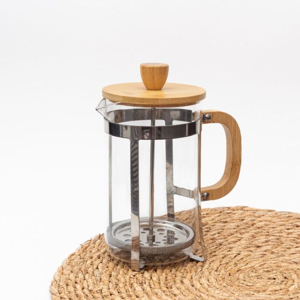 Cafetera con Embolo Metal y Bambu 600 Ml Etxe (yi-22)