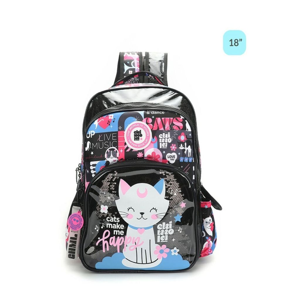 Mochila Espalda 18 Pulgadas Bolsillo Cristal Chimola Cat