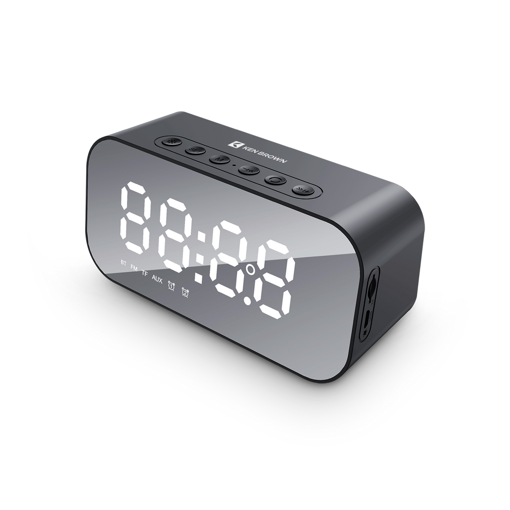 Parlante Portátil Ken Brown Nemo Bt Reloj Despertador Negro