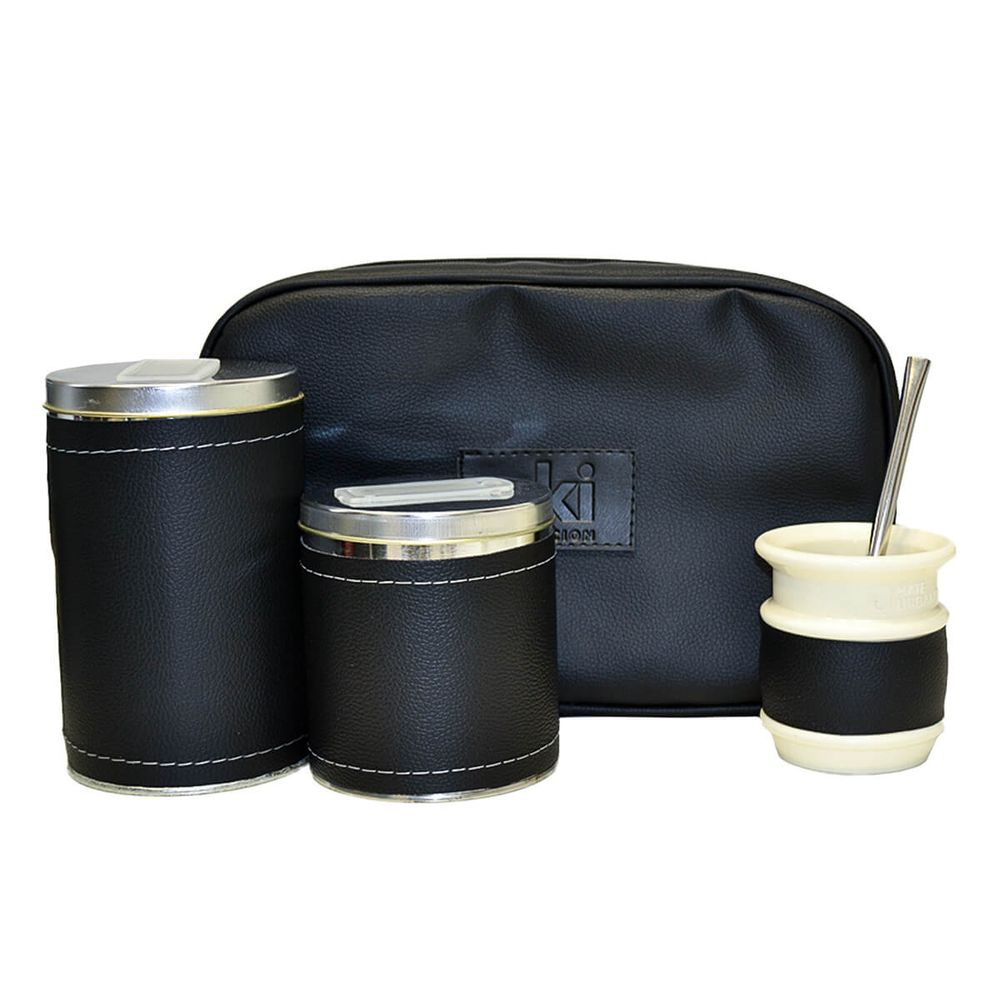 Kit de Mate Urbano con bolso de mano ecocuero Negro