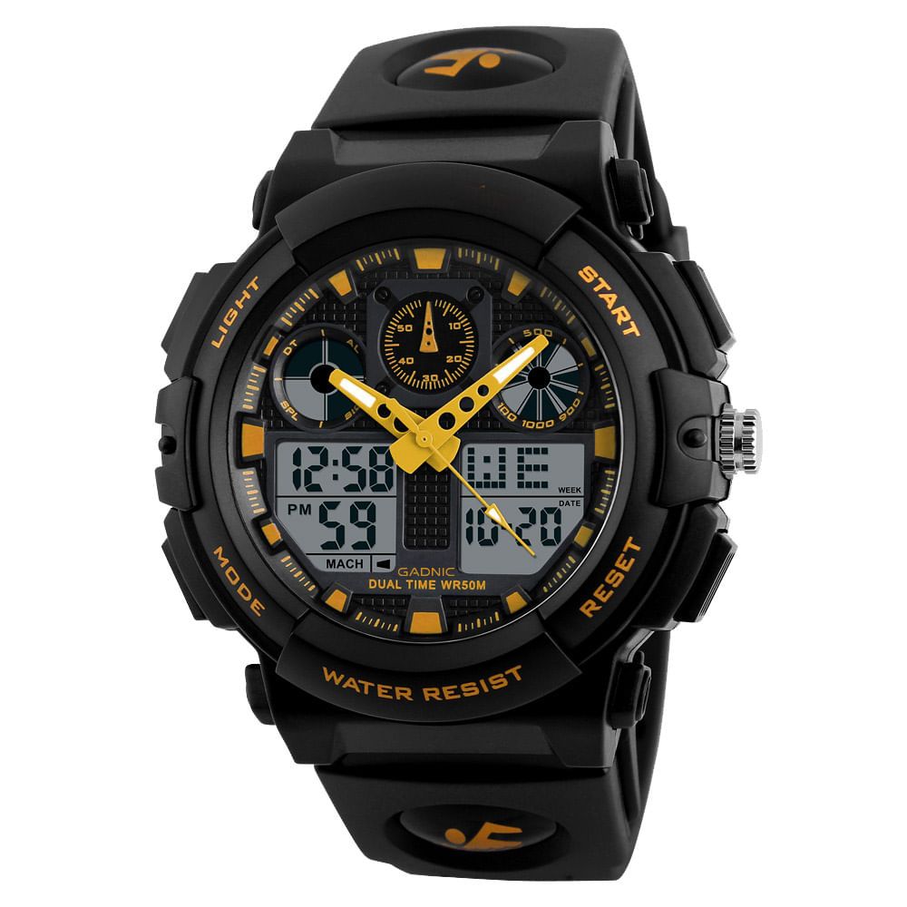Reloj de Hombre Deportivo Dorado Gadnic Sealy Digital Cronógrafo