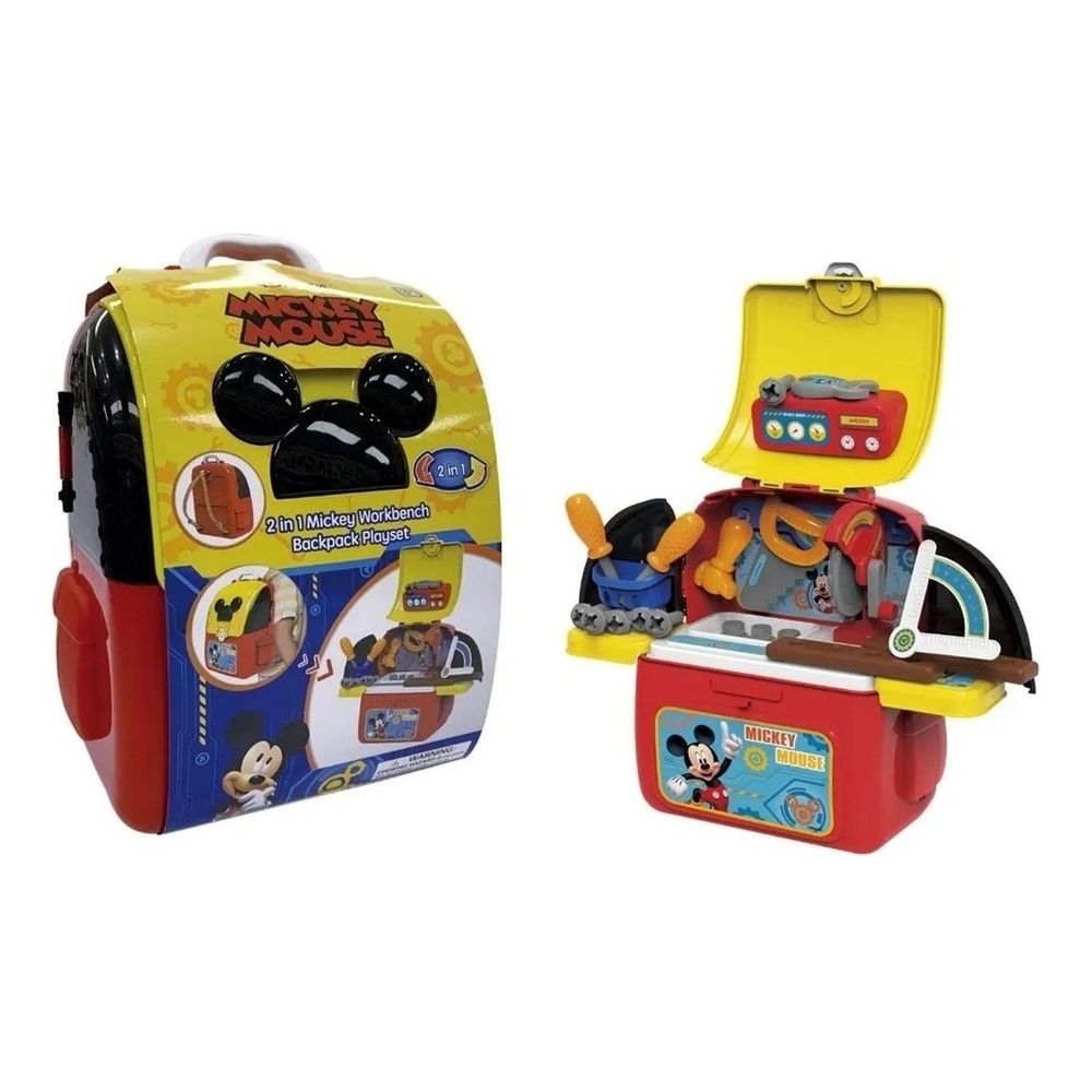Valija Mochila Mickey Banco Herramientas Set Backpack 2 En 1