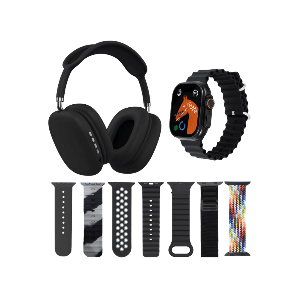 Reloj Smartwatch 7 Mallas Y Auriculares Vincha Inalámbricos P9+ULTRA3 Dinax