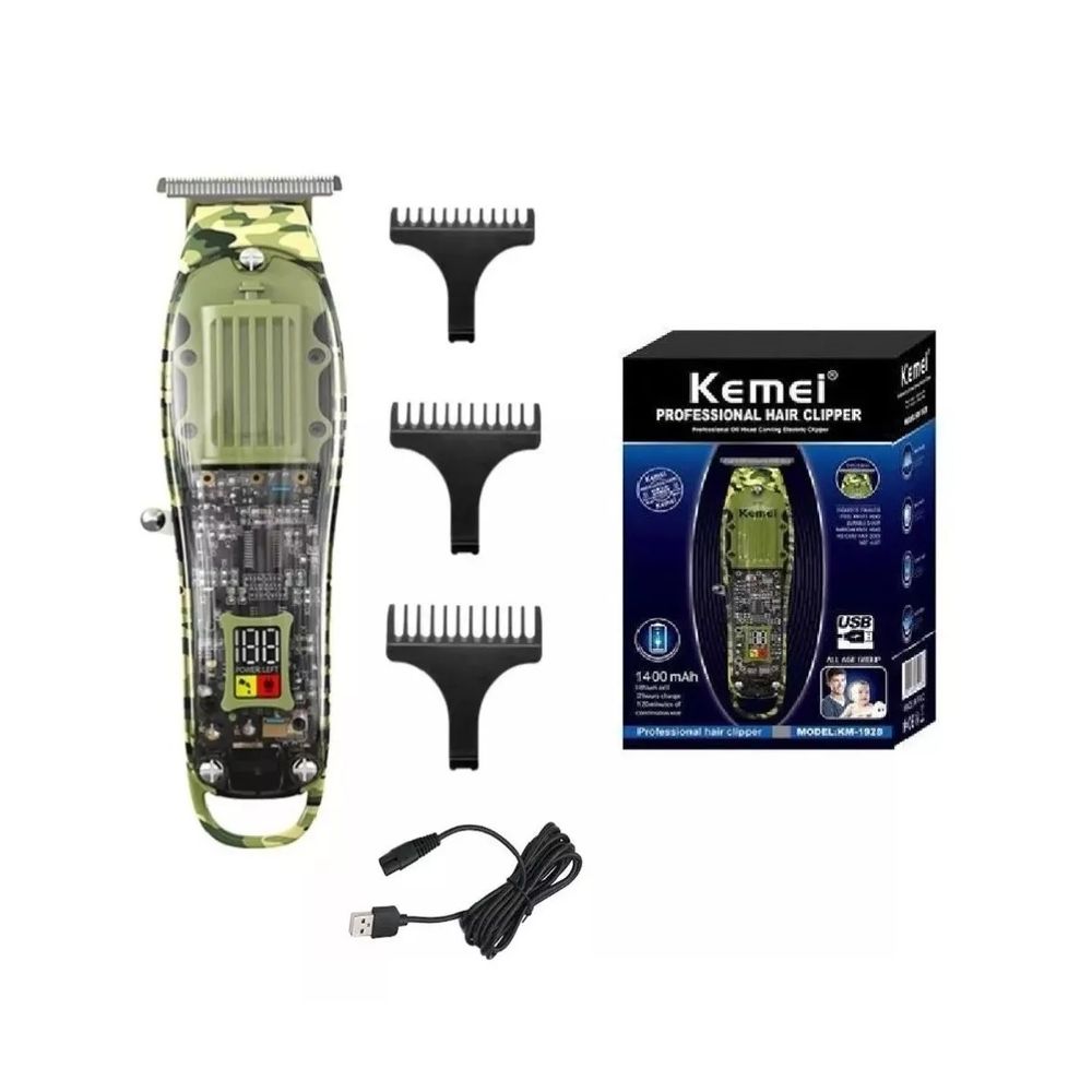 Maquina Patillera Camuflada Verde Kemei Km-1928 Inalambrica