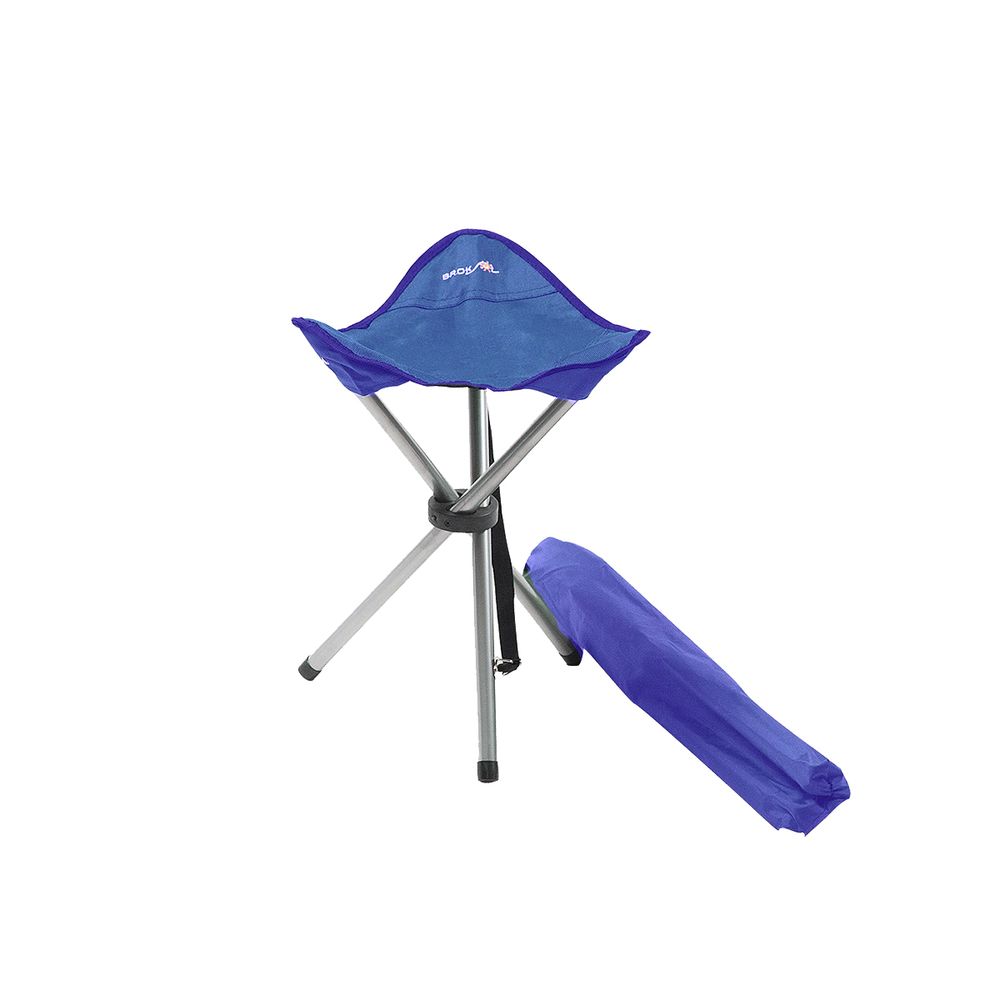 Banquito Plegable Tres Patas Con Funda Azul Broksol