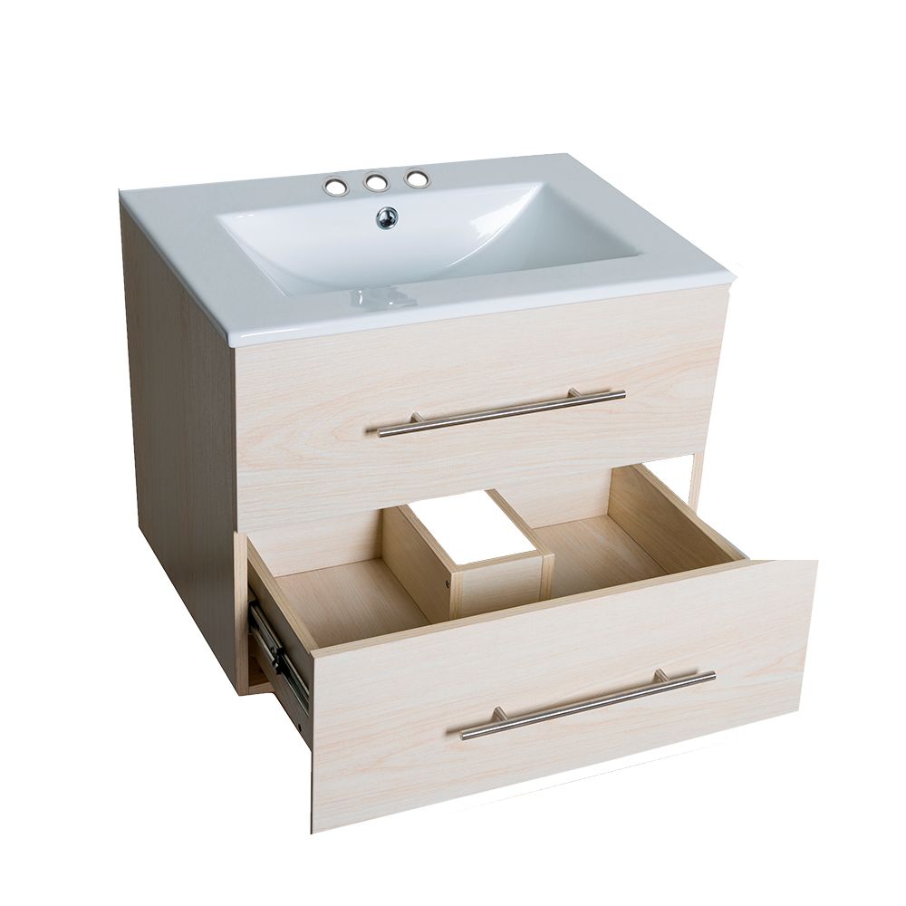 Vanitory colgante con bacha baño sanitario 60 cm 3 a Nogal