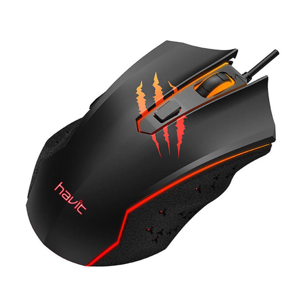 Mouse Optico Gamer Retroiluminado 6 botones 2400 DPI Havit Ms1027