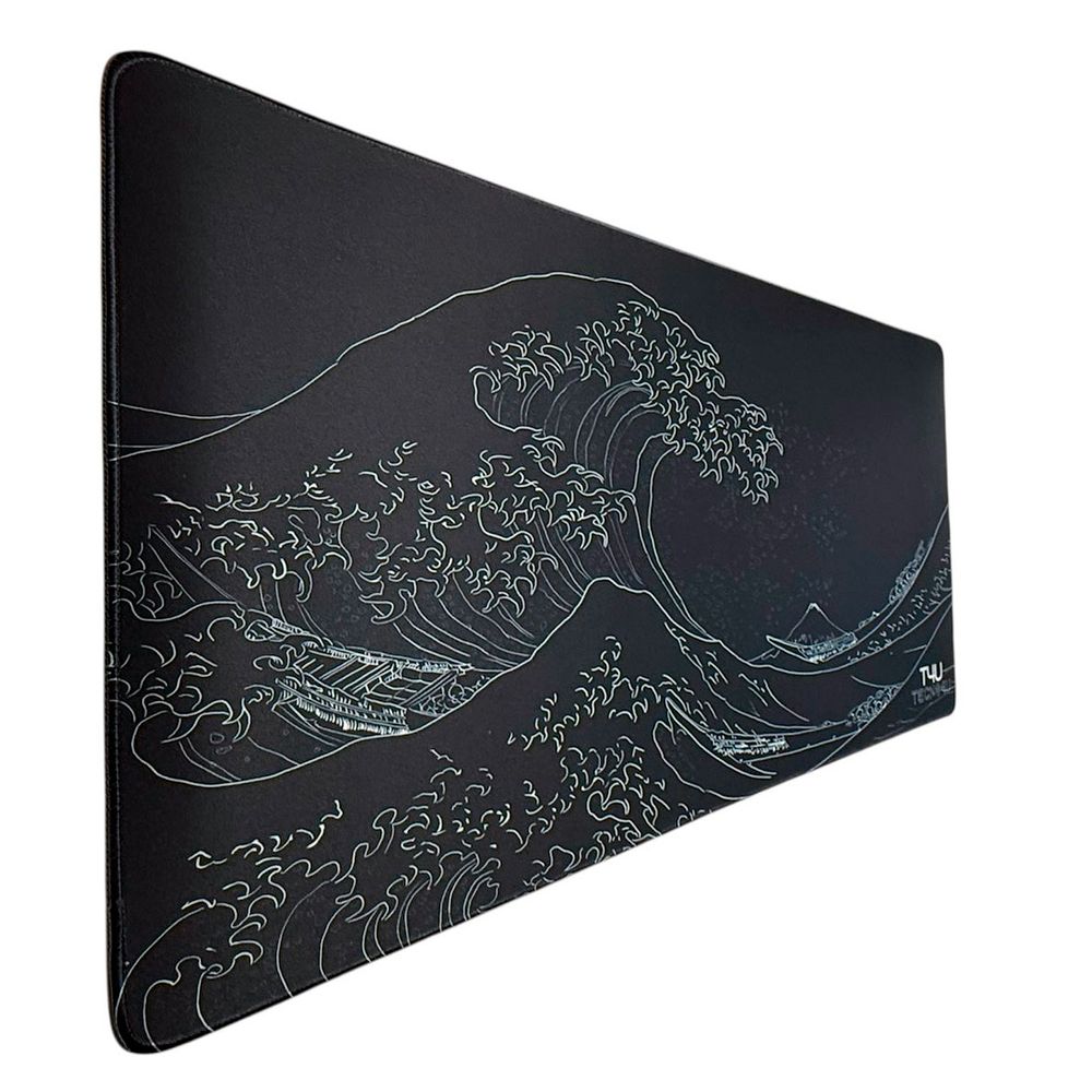 Mouse Pad Gamer Tecno4u 90x40cm Gran Ola Bordado Borde Negro