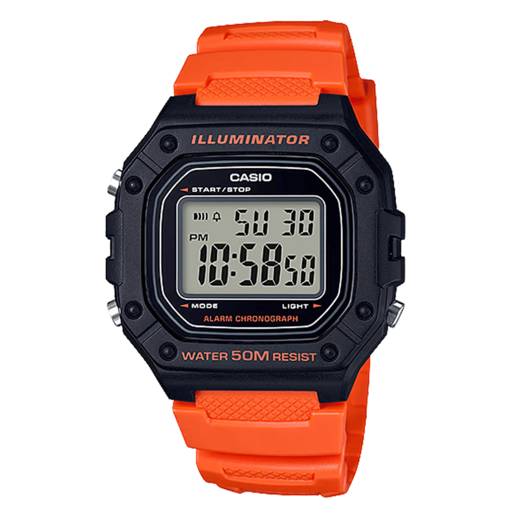 Reloj Digital Casio Bright W218H-4B2VCF - Negro/Naranja