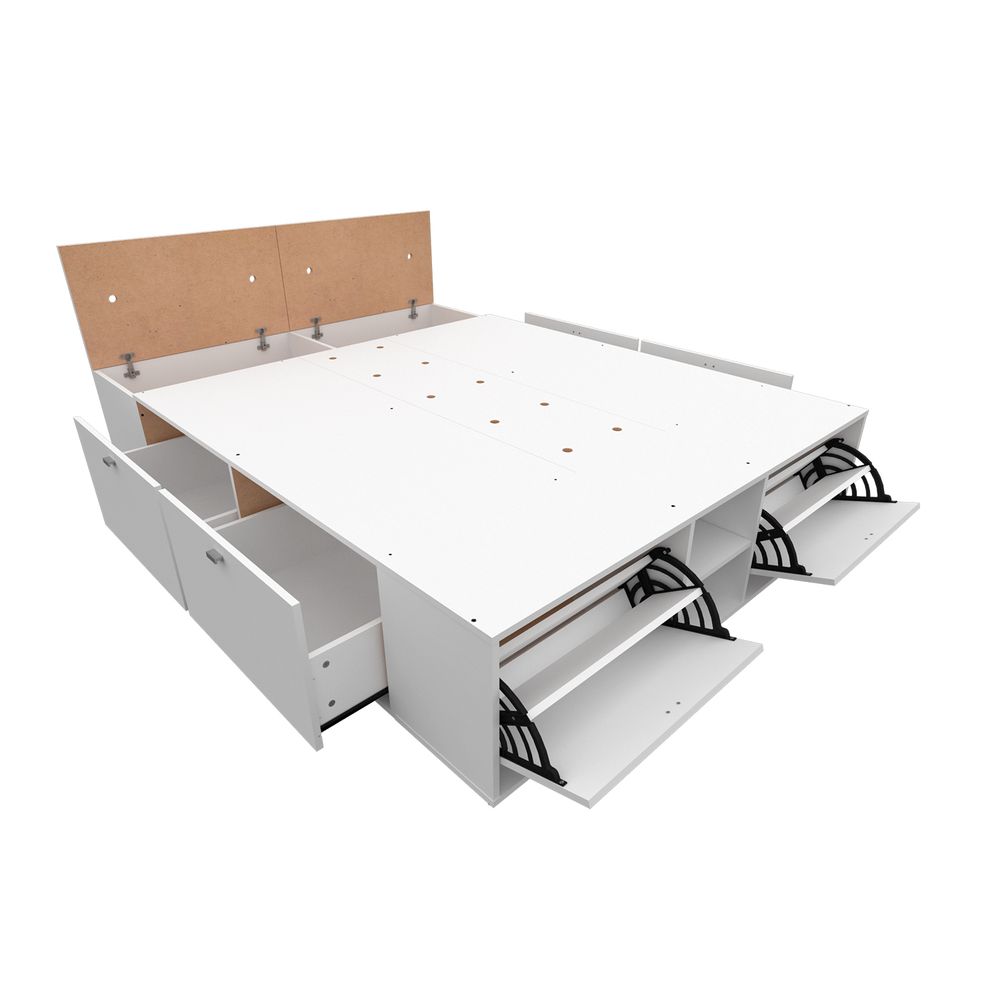 Cama Box Plataforma Sommier 2 Plazas 140x190cm Mosconi Benethon - Cajones Baulera Zapatero ...