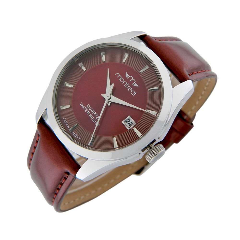 Reloj rojo Montreal calendario
