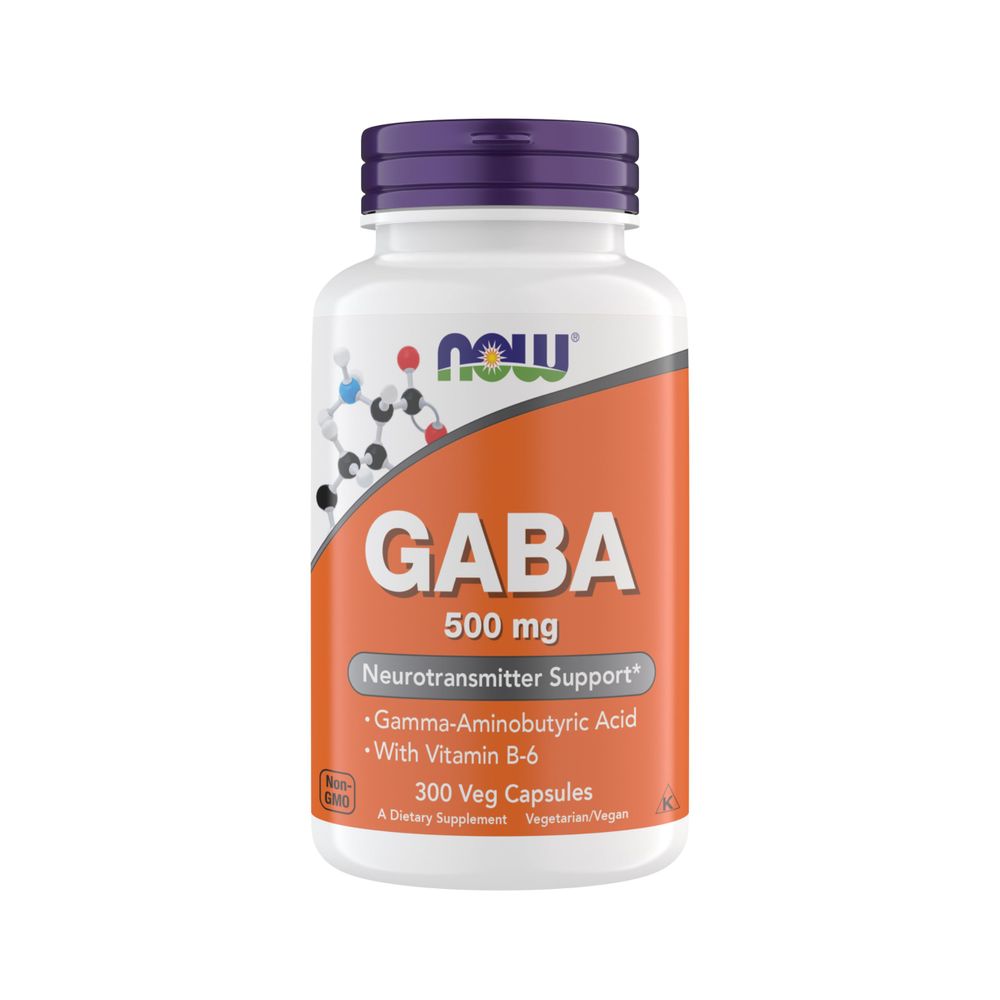 Suplemento NOW: GABA, 500 mg, cápsulas, 300 g, kosher veganas