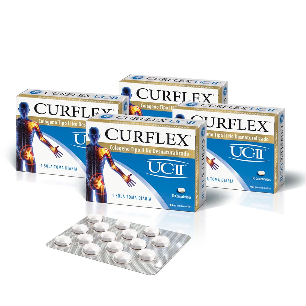 Curflex Colágeno Artrosis 30 Comprimidos X 4 Cajas