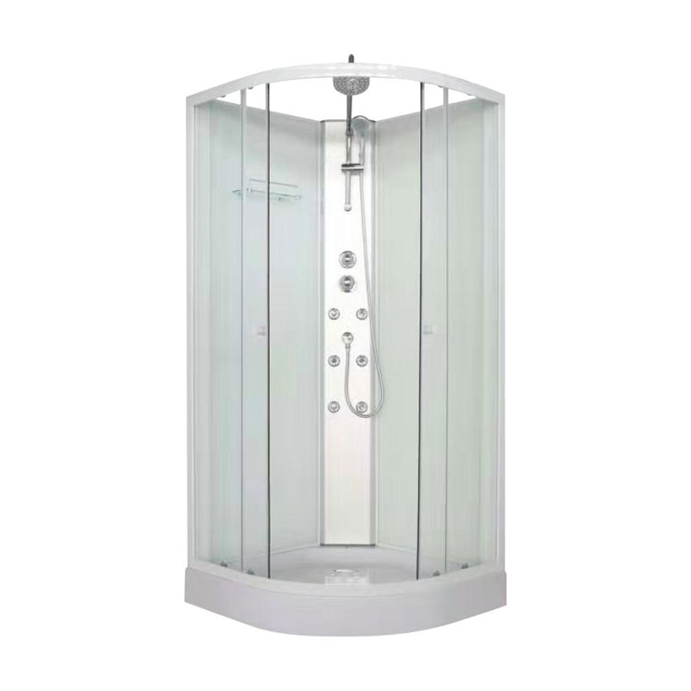 Box Ducha Cabina Curva Completa Corrediza Con Hidromasaje