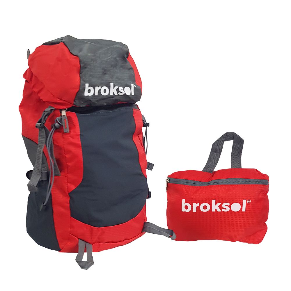 Mochila Camping Transformable Broksol 25 Litros Tela Ripstop Roja