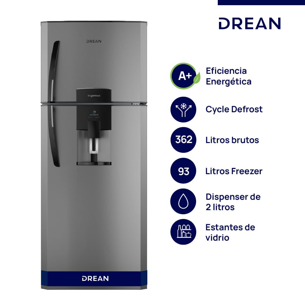 Heladera con freezer Cíclica 362 L Gris Drean HDR370F61E