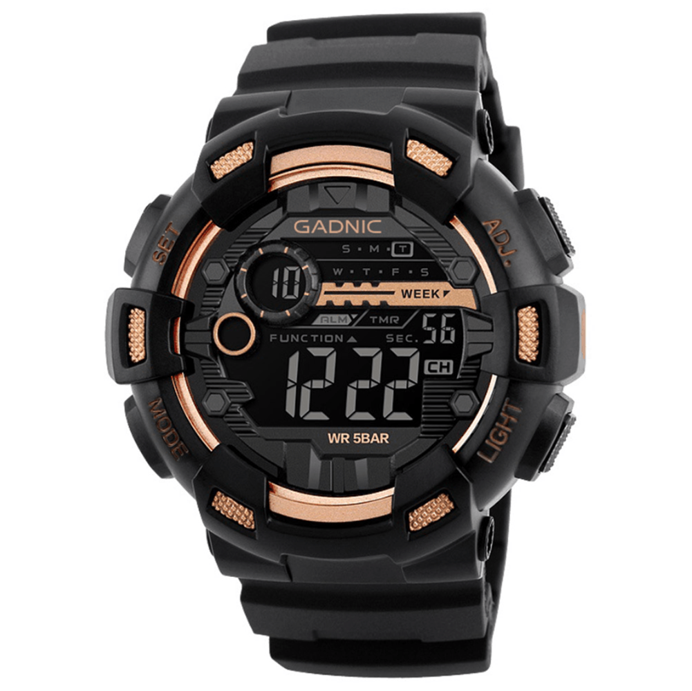 Reloj Digital Dorado Gadnic Deportivo Sumergible