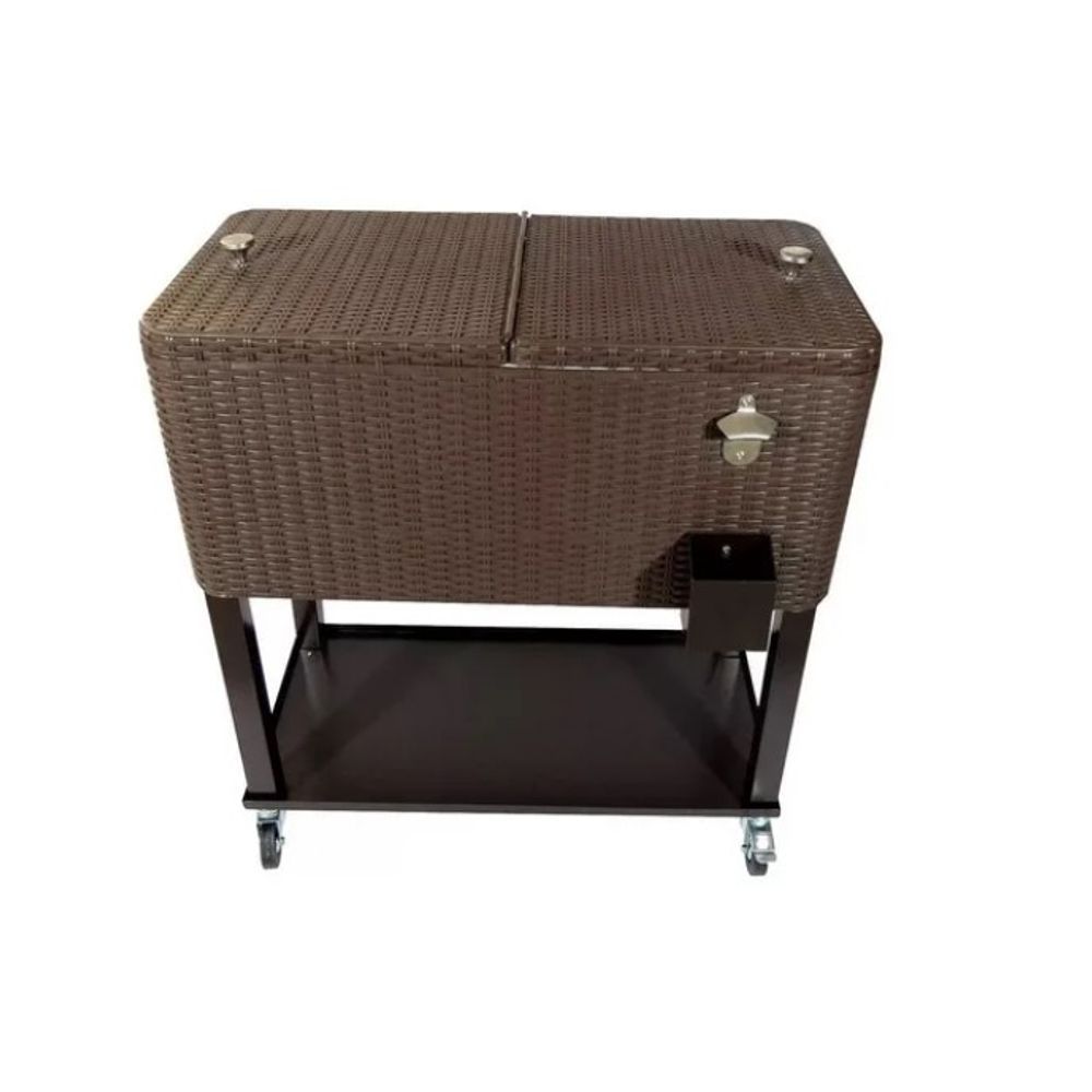 Conservadora Heladera Rattan con Ruedas y Estante 76 Litros