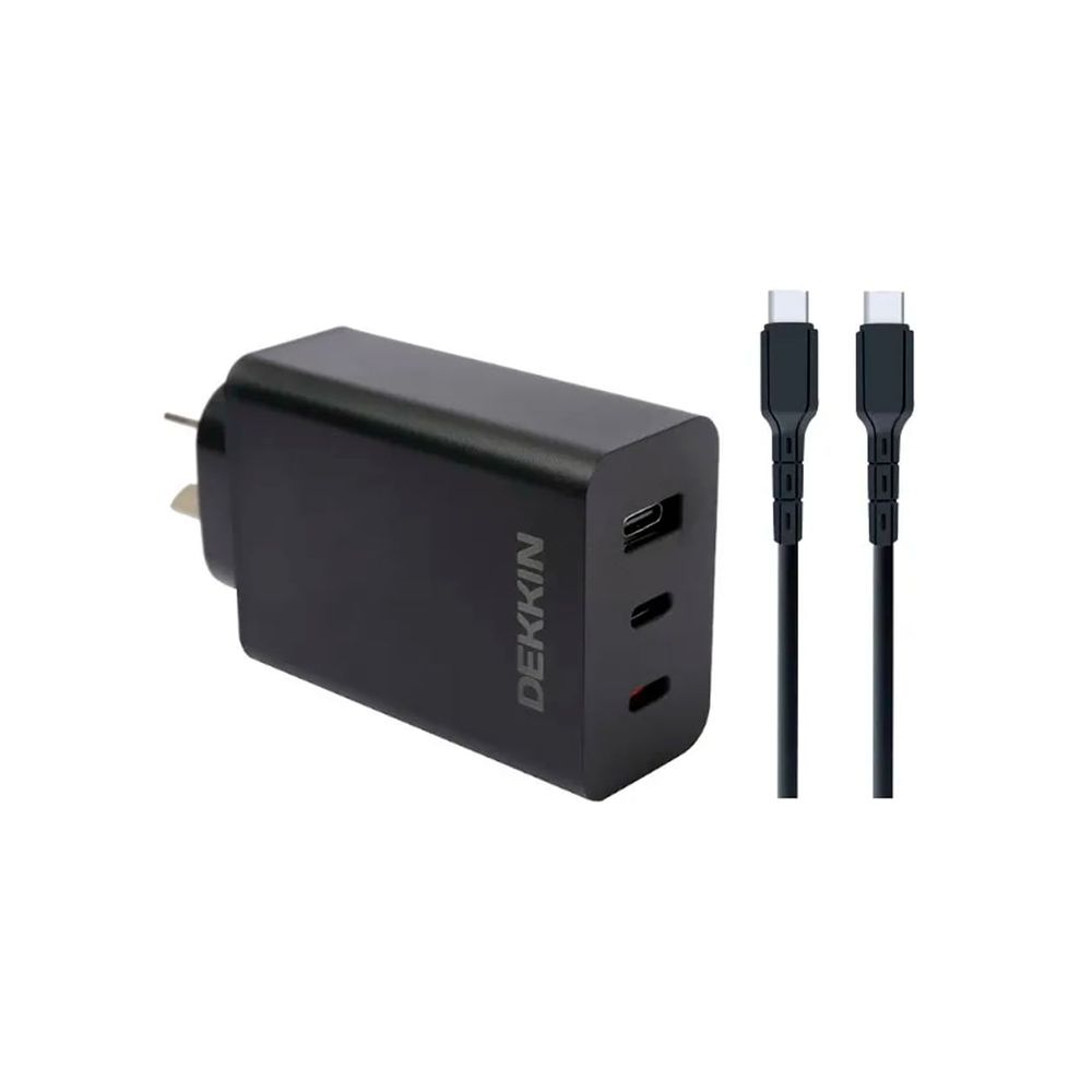 Kit De Cargador 65w + Cable Usb C-C Dekkin Carga Rapida Negro ACC-KI-073