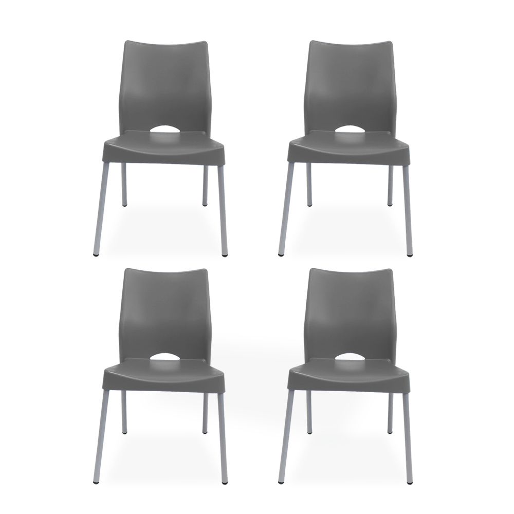 Set de 4 Sillas Malba pata gris diseño apilable alta durabilidad color Gris