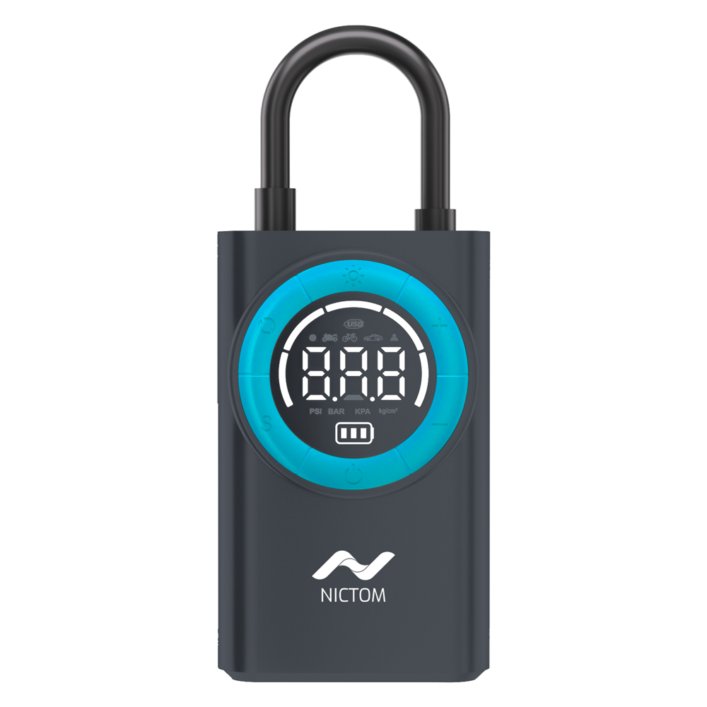 Inflador Auto Portatil Inalambrico Nictom Compresor Ie02gris Gris