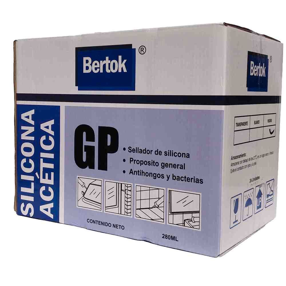 Silicona Acética Negra Bertok 280 Ml Cartucho X24 Unidades