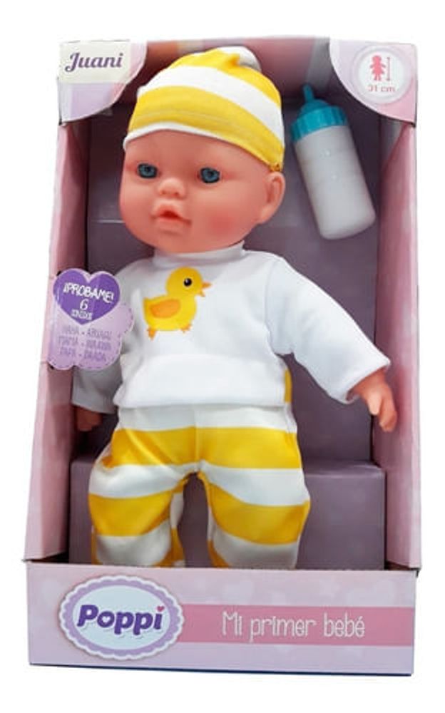 Bebote Muñeca Poppi Mi Primer Bebe Con Sonido Y Biberon 31cm