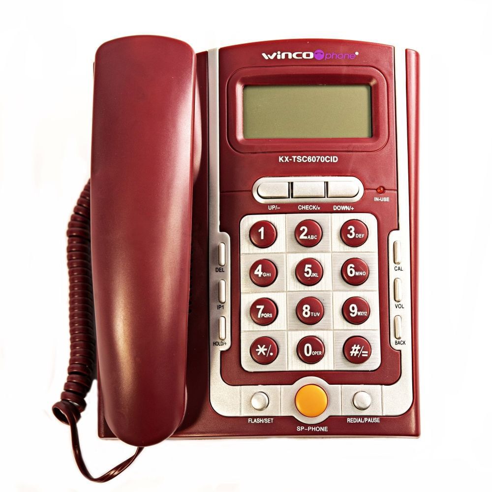 Telefono con Cable de Mesa Winco TE7070R Rojo