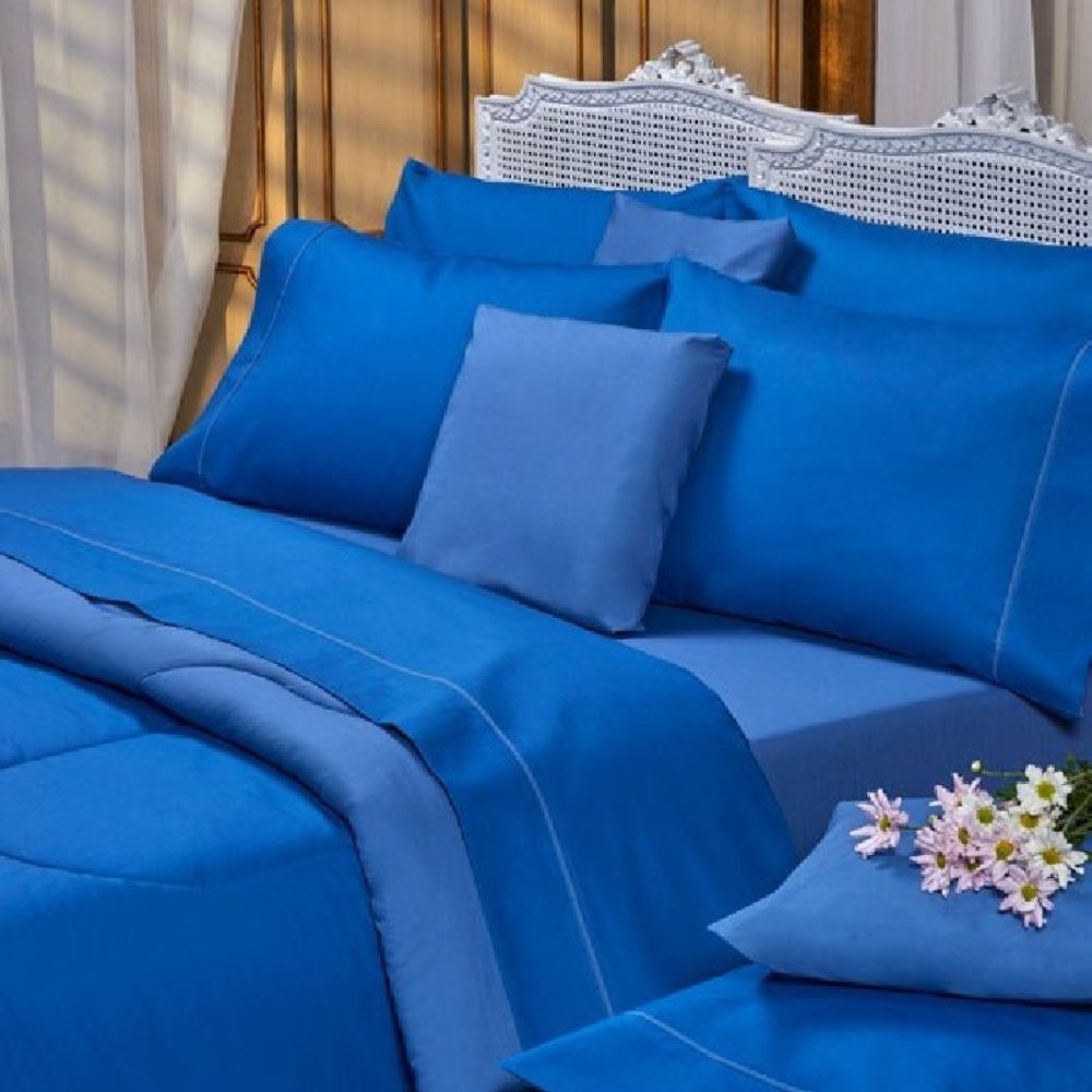 Sabana Colors 144 Hilos King Blue Danubio