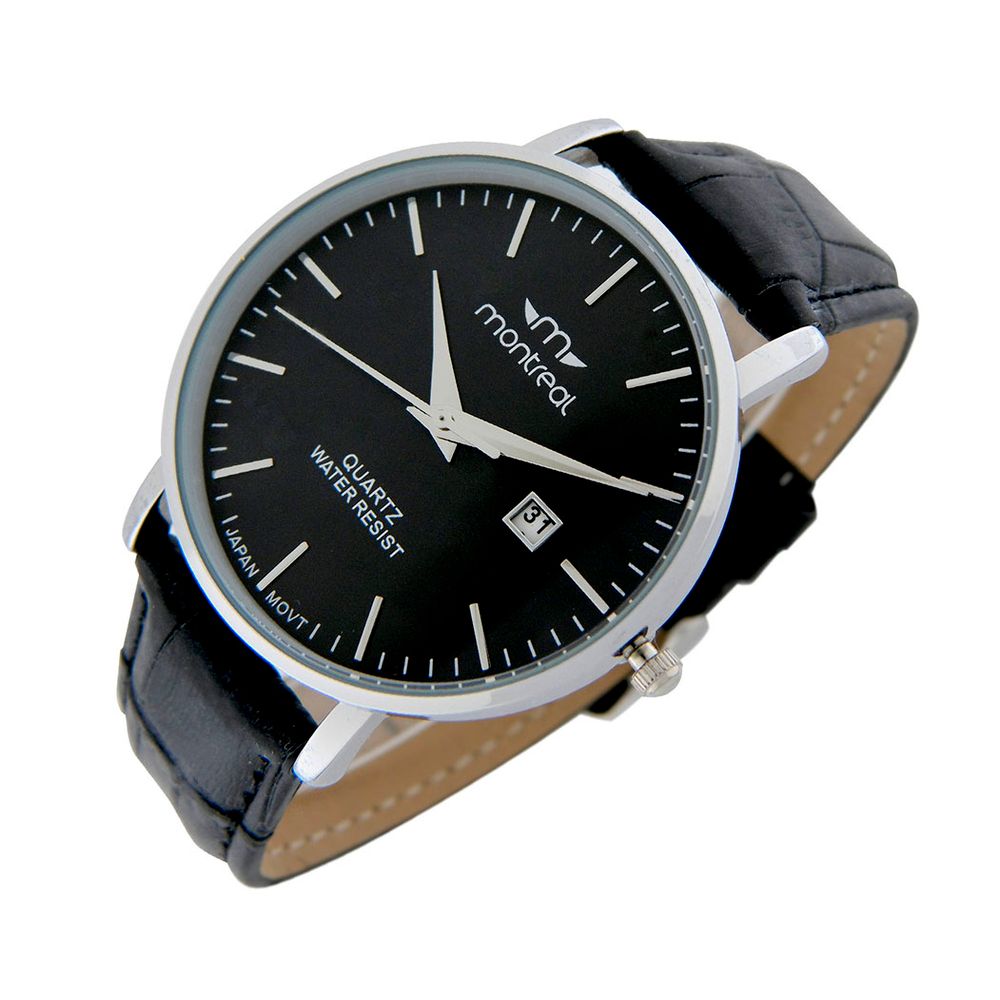Reloj negro Montreal calendario