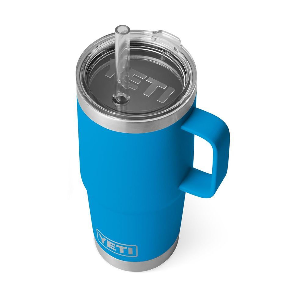 Vaso YETI Rambler de 750 ml con asa y tapa con pajita, color azul