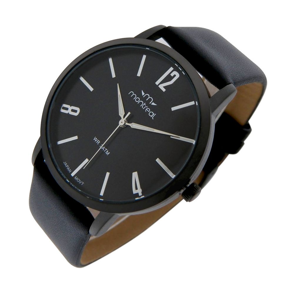 Reloj negro Montreal cuero