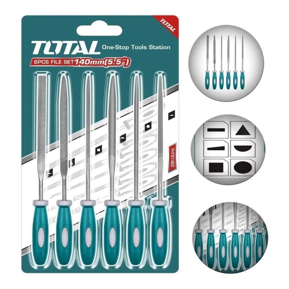 Set Kit Juego De Limas Cortas Total 6 Piezas 140 Mm Tht91462