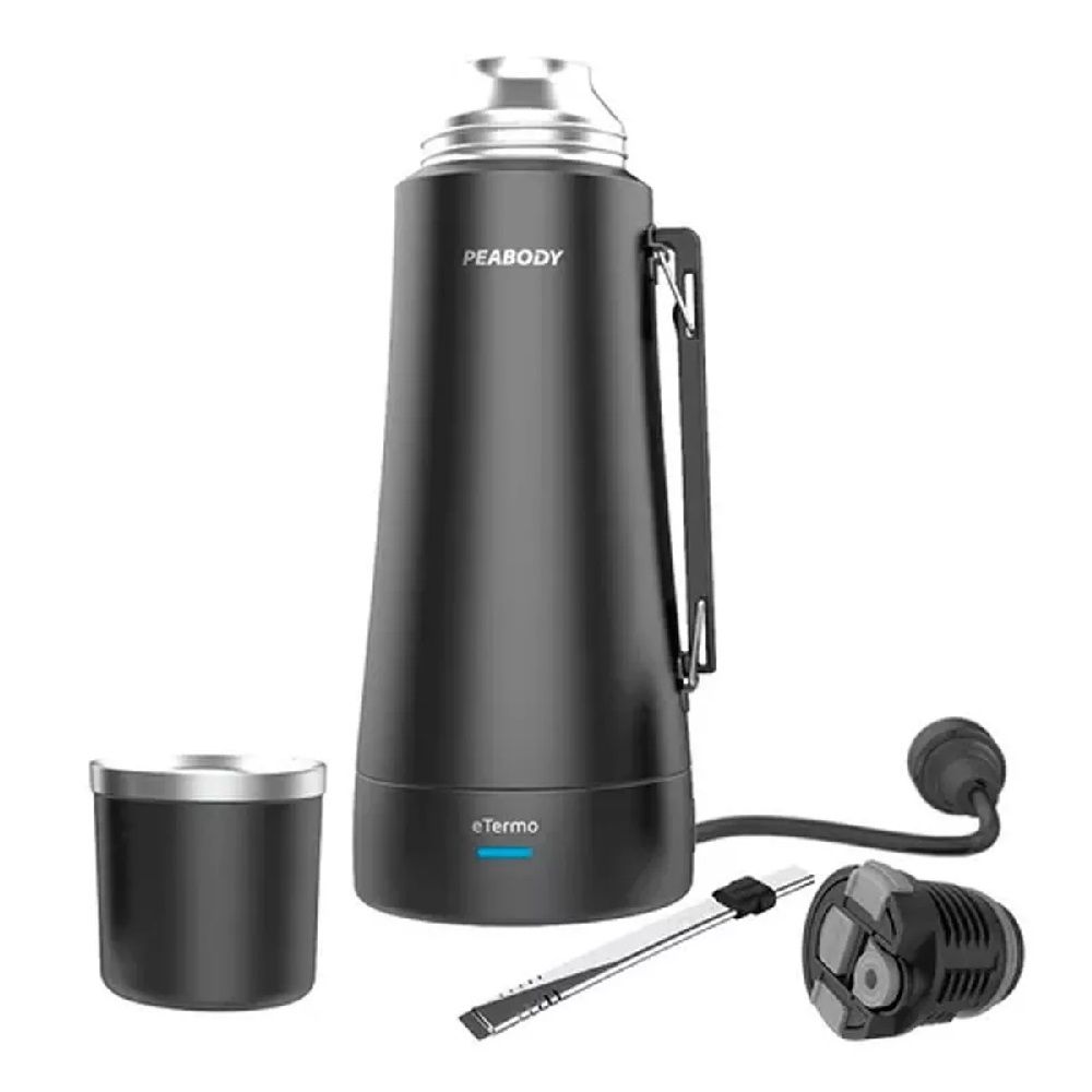 Termo Electrico Peabody Et1001n E-termo 1l Mate Bombilla P1 Color Negro