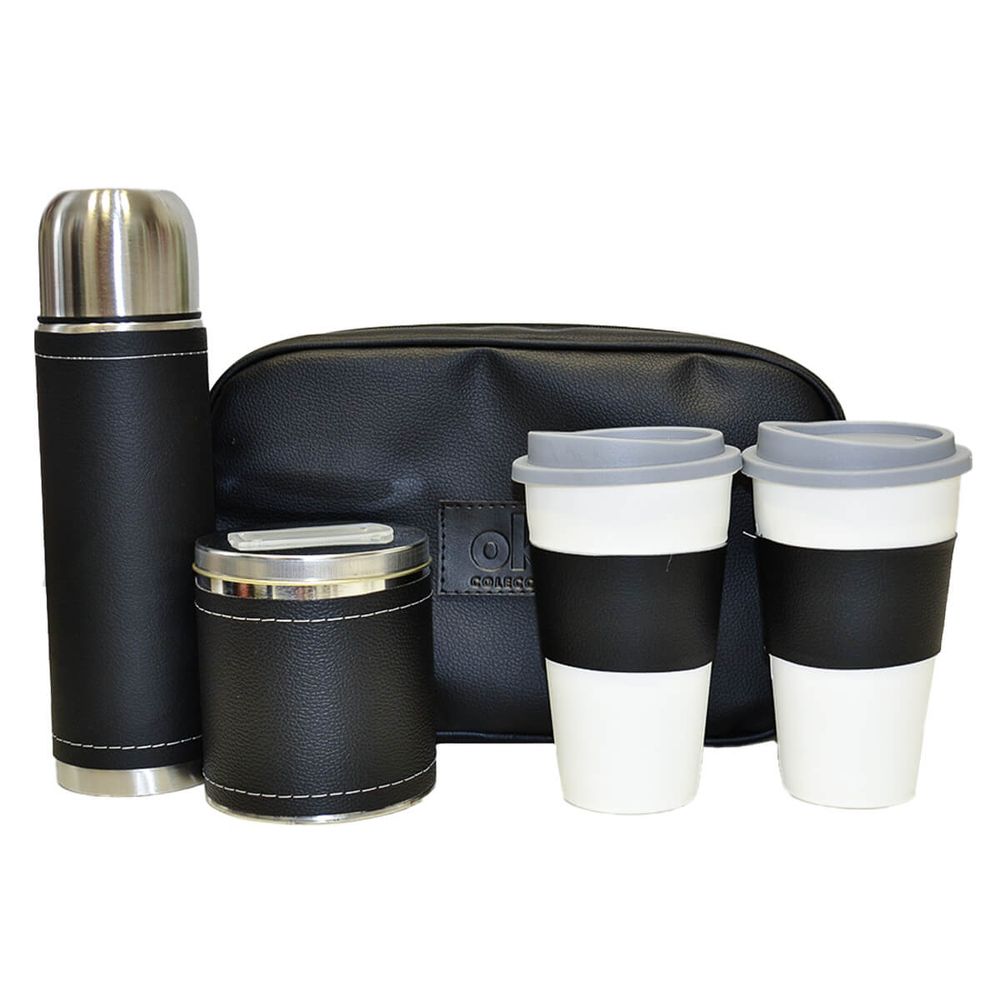 Kit cafetero con bolso de mano ecocuero Negro