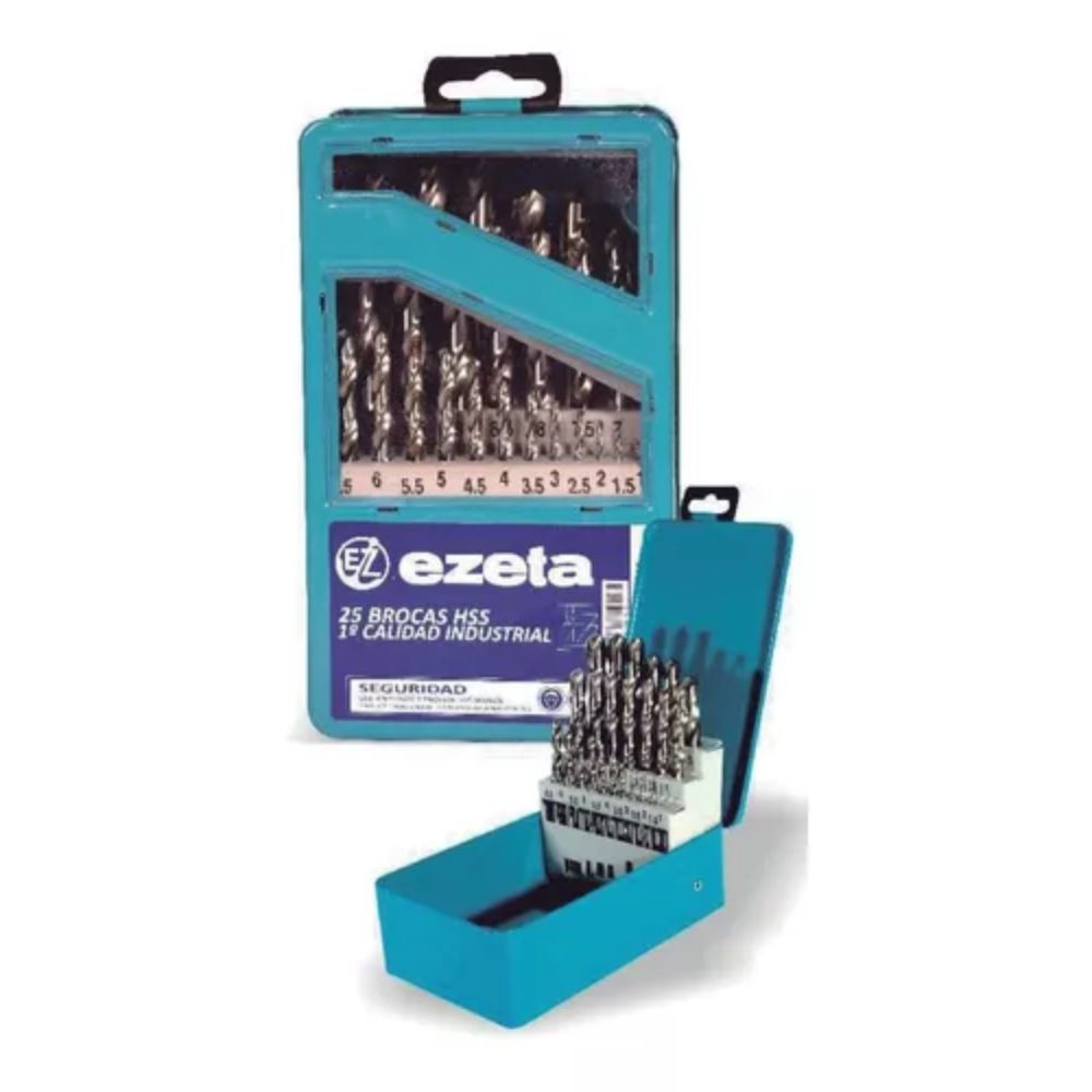 Set Kit Juego De Mechas Ezeta Acero Rapido Para Metal 1 A 13 25 Piezas