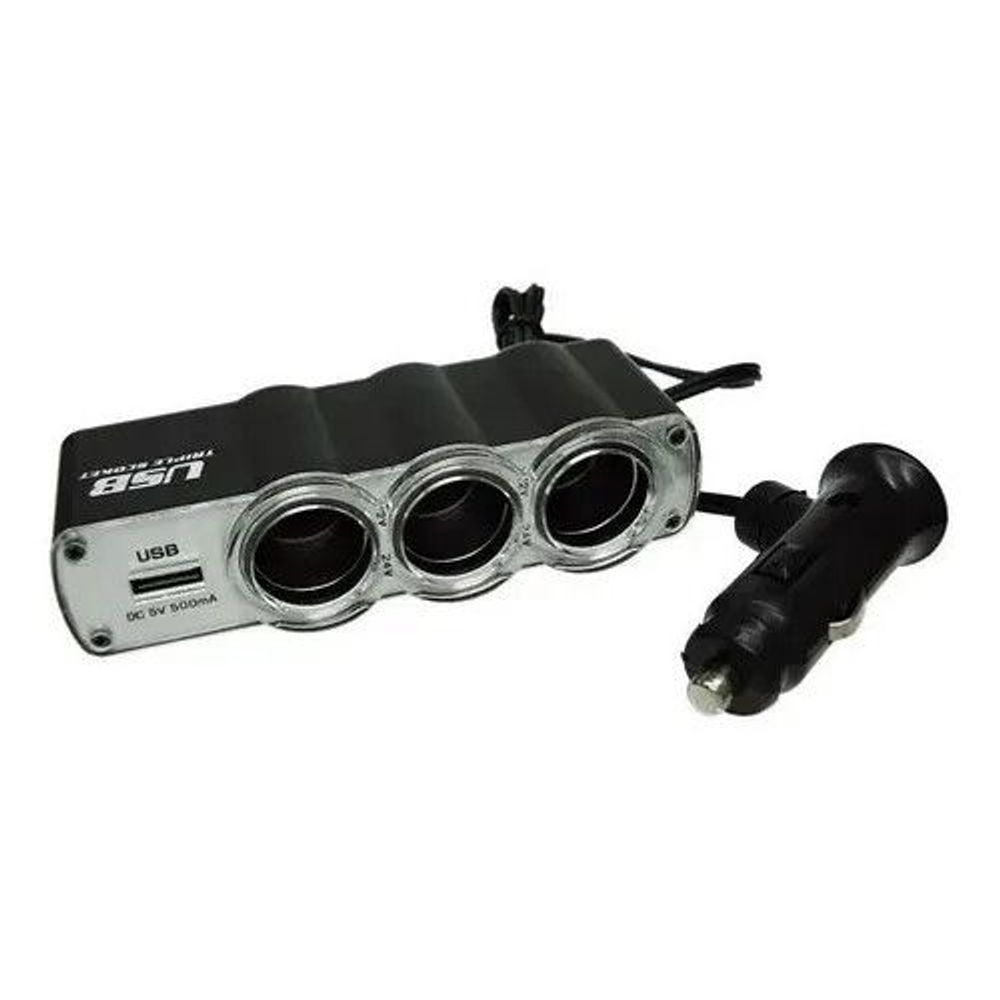 Cargador Triple Encendedor USB Auto IN CAR Triple Socket
