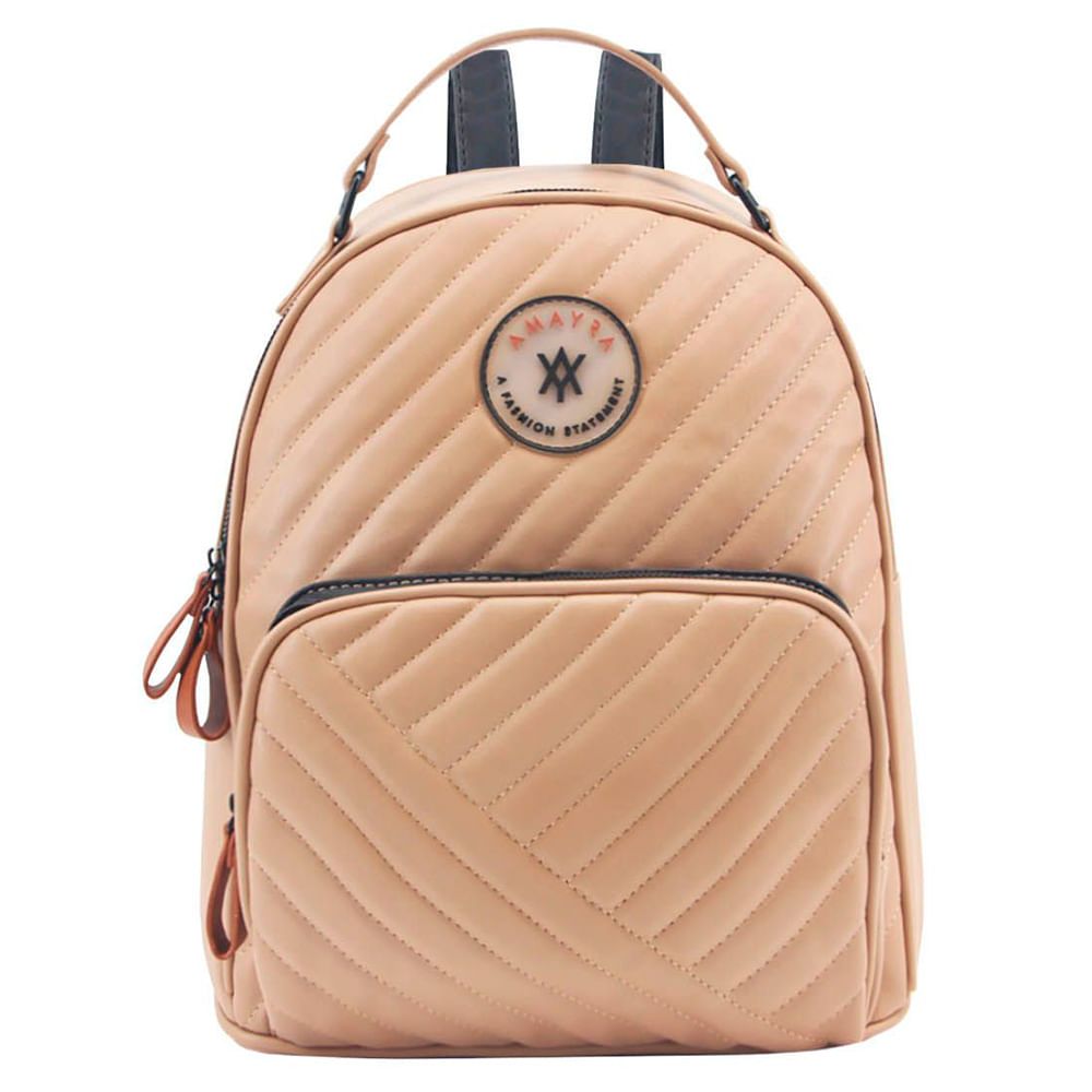 Mochila Amayra Con Bolsillo Frontal y Pespuntes En Diagonal