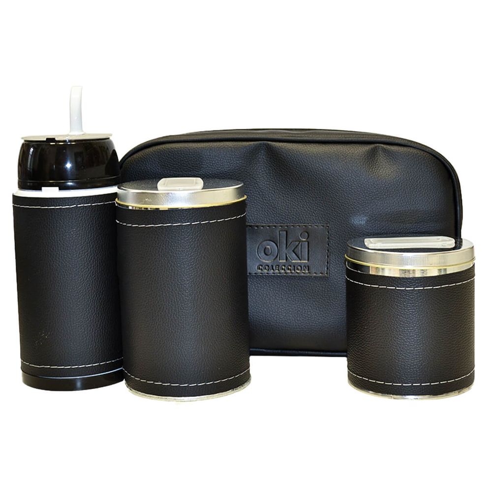 Kit de mate listo con bolso de mano ecocuero Negro