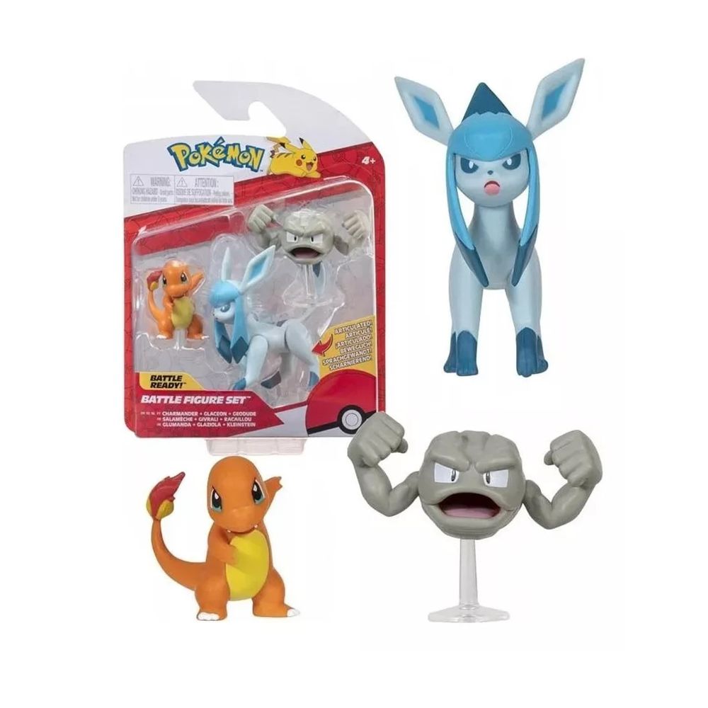 Pokemon Figuras De Batalla Charmander Glaceon Geodude