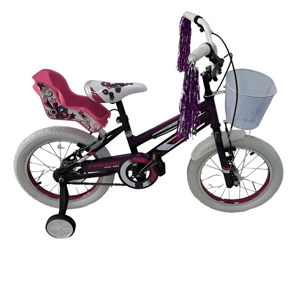Bici Cross Infantil Firebird R 16 Nena Canasto Porta Muñeca Violeta