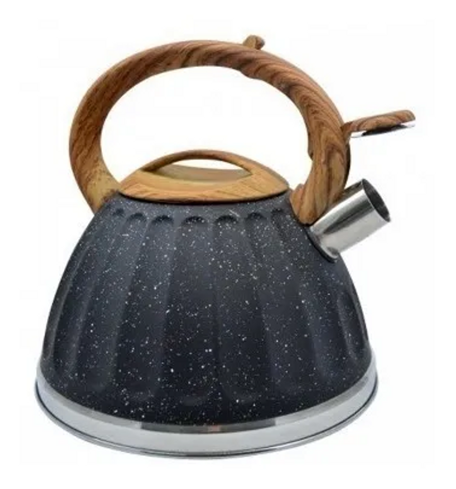 Pava Silvadora Acero Inox Mango Simil Madera 3.2 Lts Negro