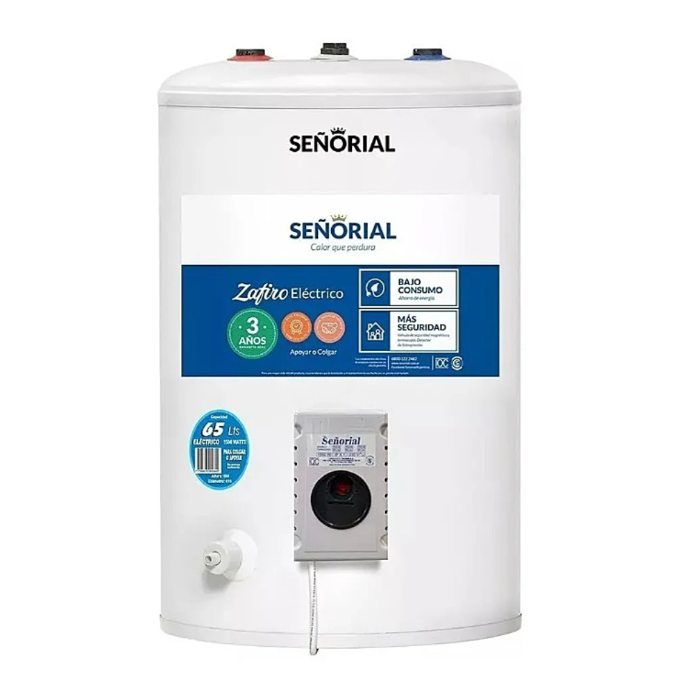 Termotanque Señorial 65 Lts Electrico Linea Zafiro 1500 W.