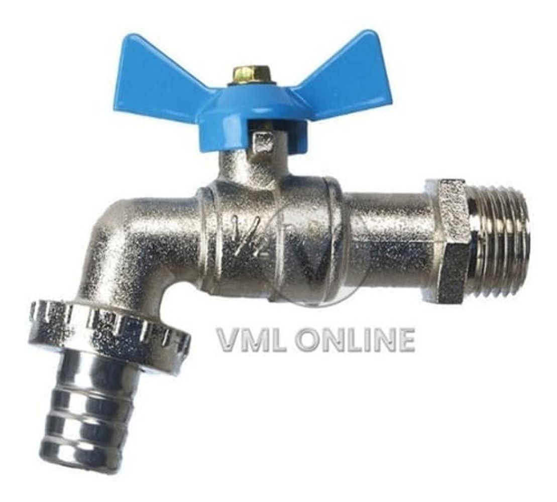 Canilla Esferica De 1/2 De Metal Con Manija Mariposa Riego