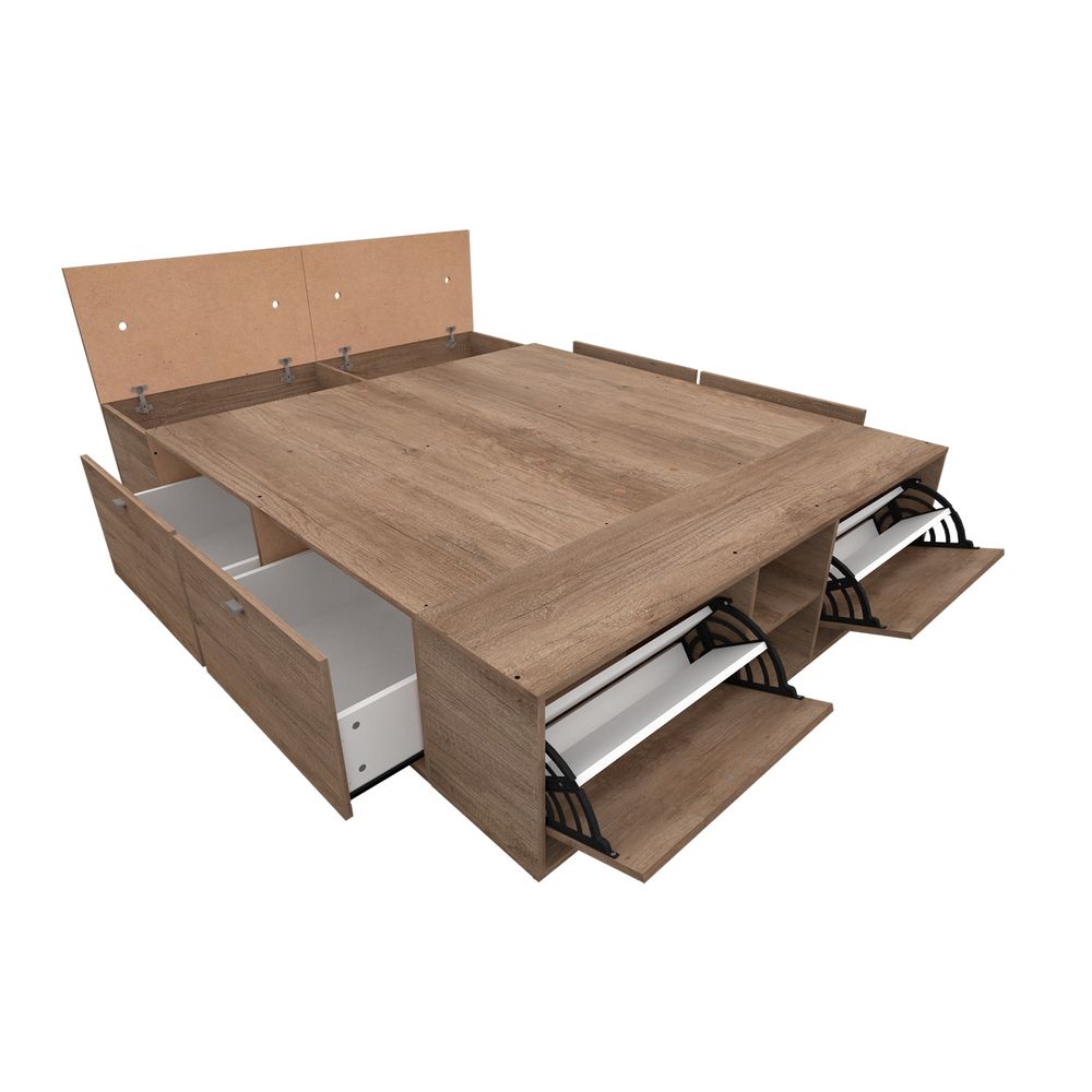 Cama Box Plataforma Sommier 2 Plazas 140x190cm Mosconi Benethon - Cajones Baulera Zapatero ...